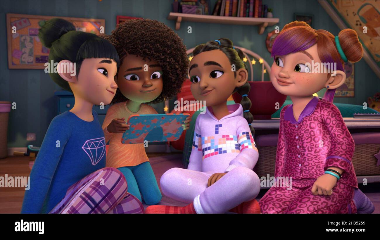 KARMA'S WORLD, from left: Megan Zhang (voice: Olivia Chun), Karma Grant ...