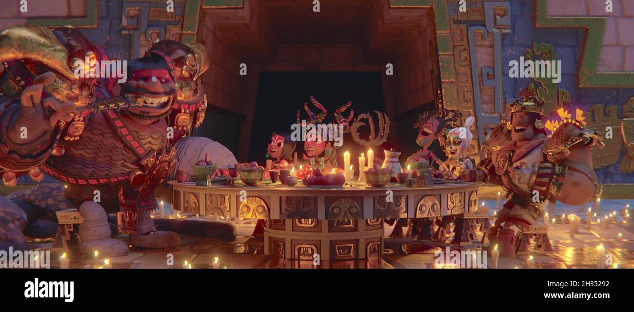 MAYA AND THE THREE, from left: King Teca (voice: Alfred Molina ...