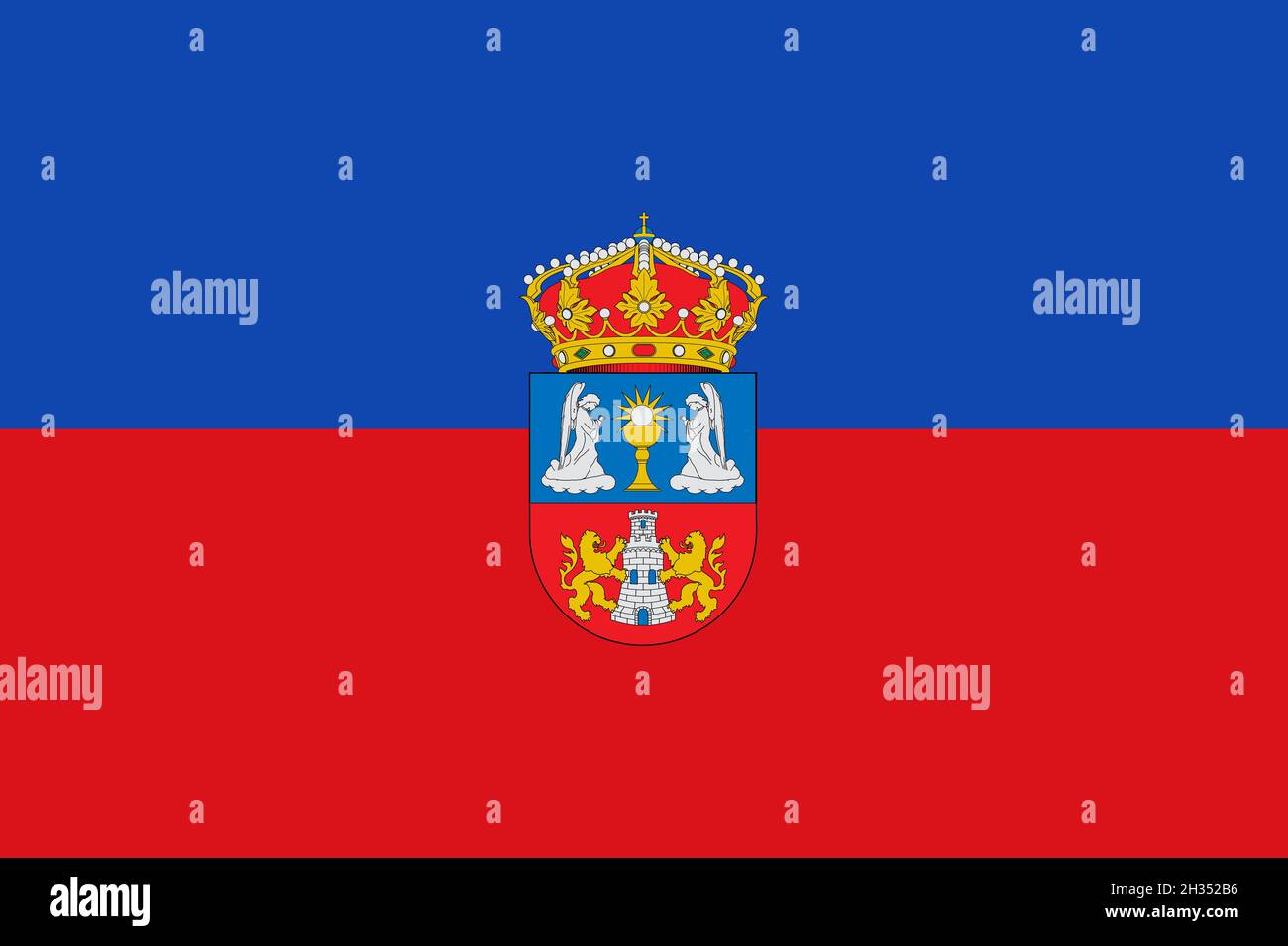 Top view of flag Lugo province, Spain. Spanish travel and patriot ...