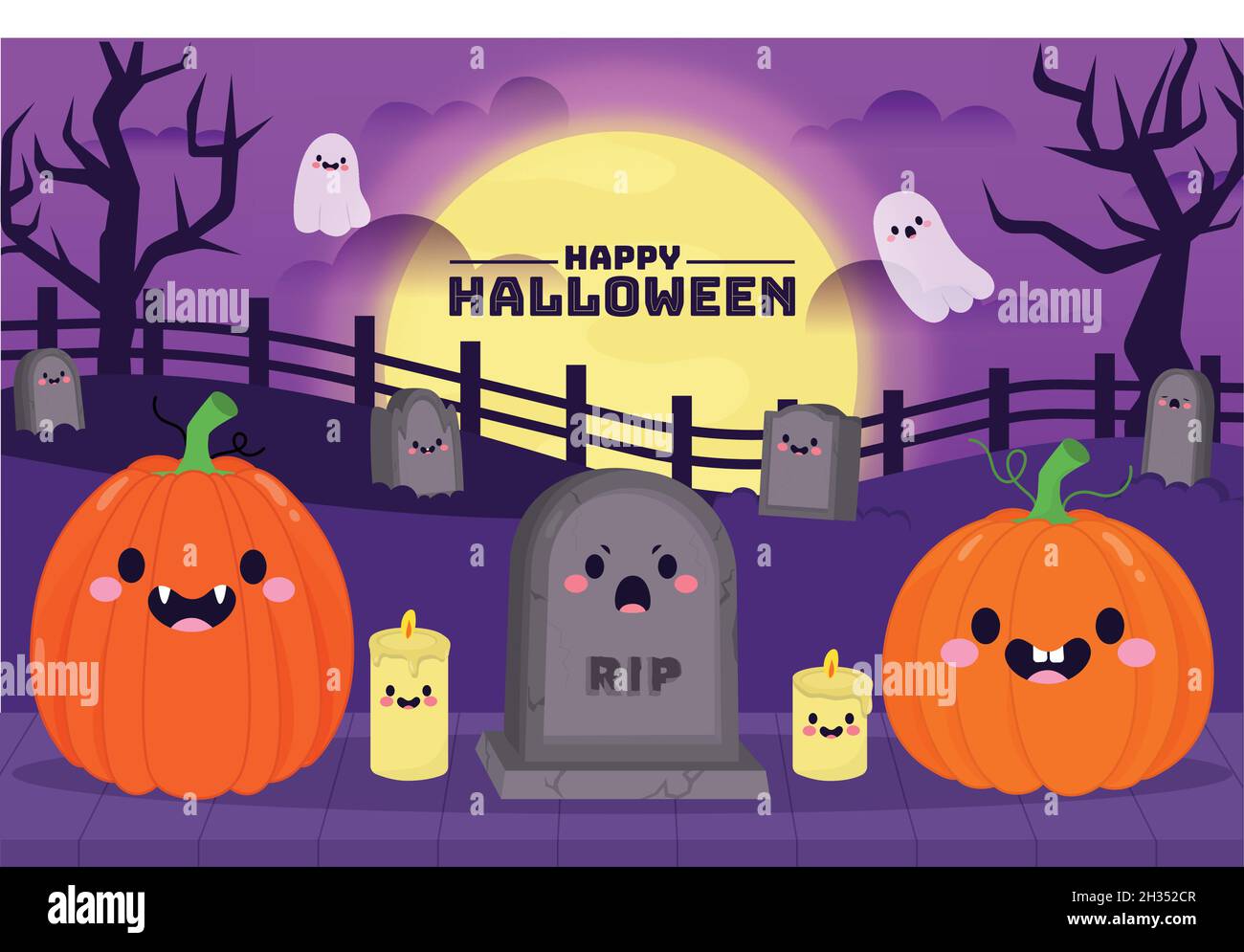 spooky drawn halloween background design vector illustration Stock ...