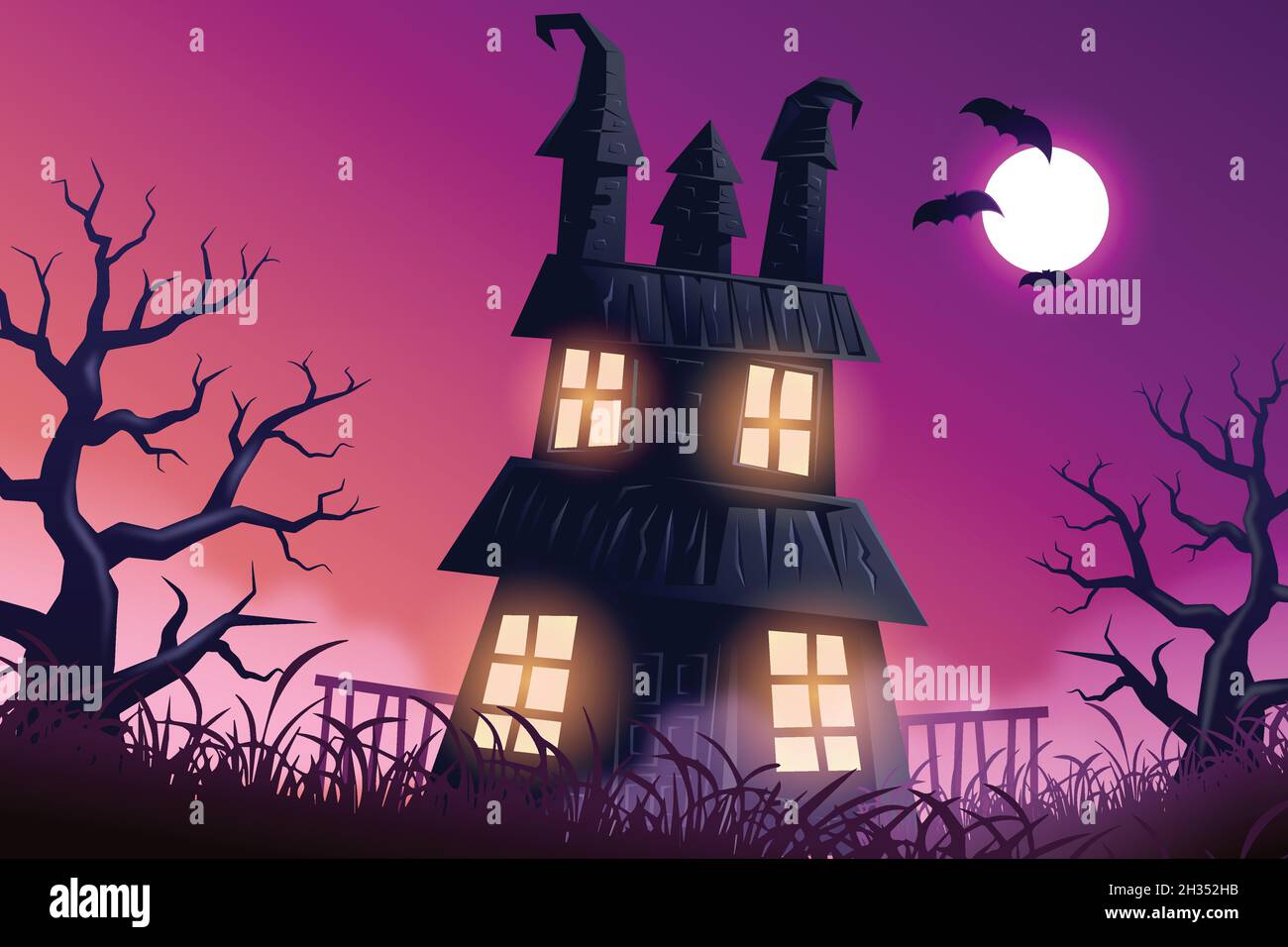 spooky realistic halloween wallpaper design vector illustration Stock ...
