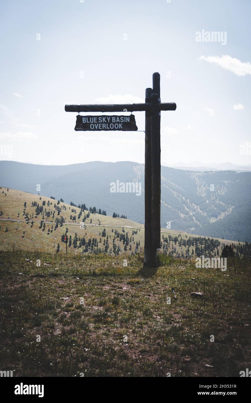 A wooden sign on Vail Mountain Stock Photo - Alamy