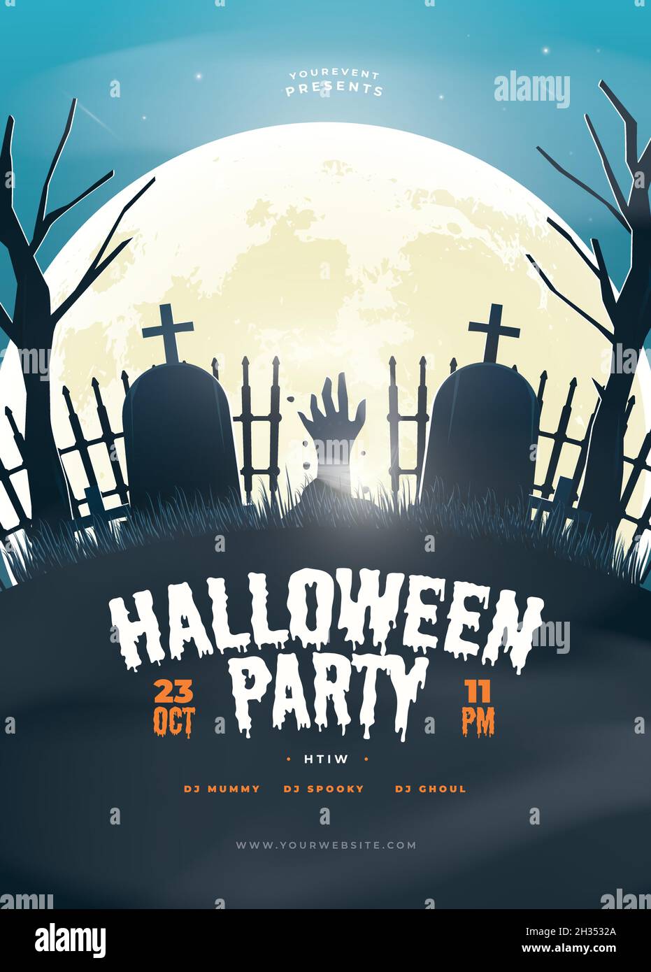 realistic halloween poster template design vector illustration Stock ...