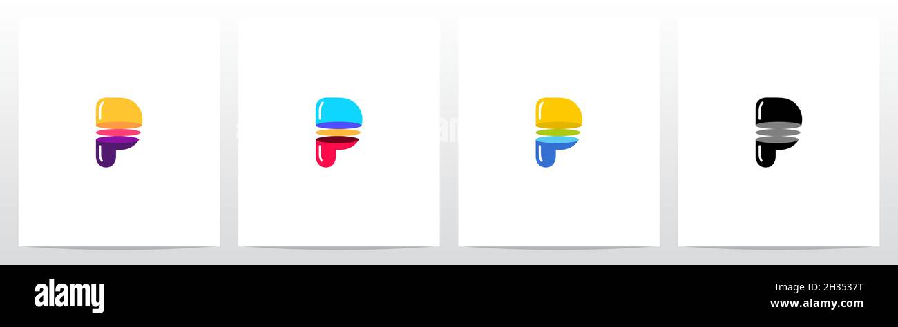 Alphabet Sliced Into 3 Letter Logo Design P Stock Vector Image & Art ...