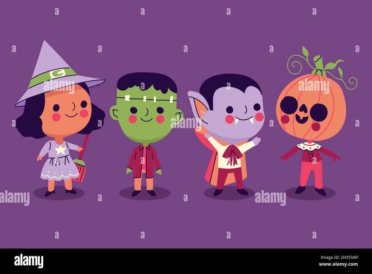 hand drawn halloween character collection design vector illustration ...