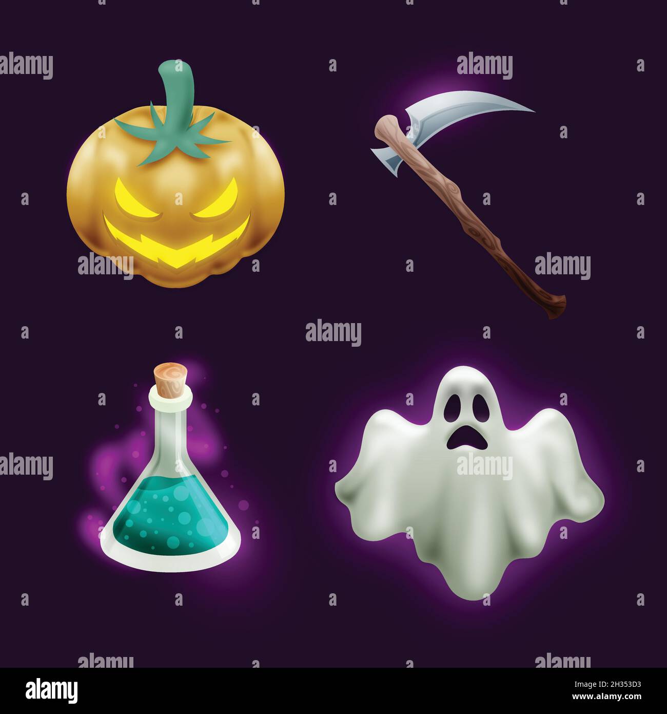 realistic halloween element collection design vector illustration Stock ...