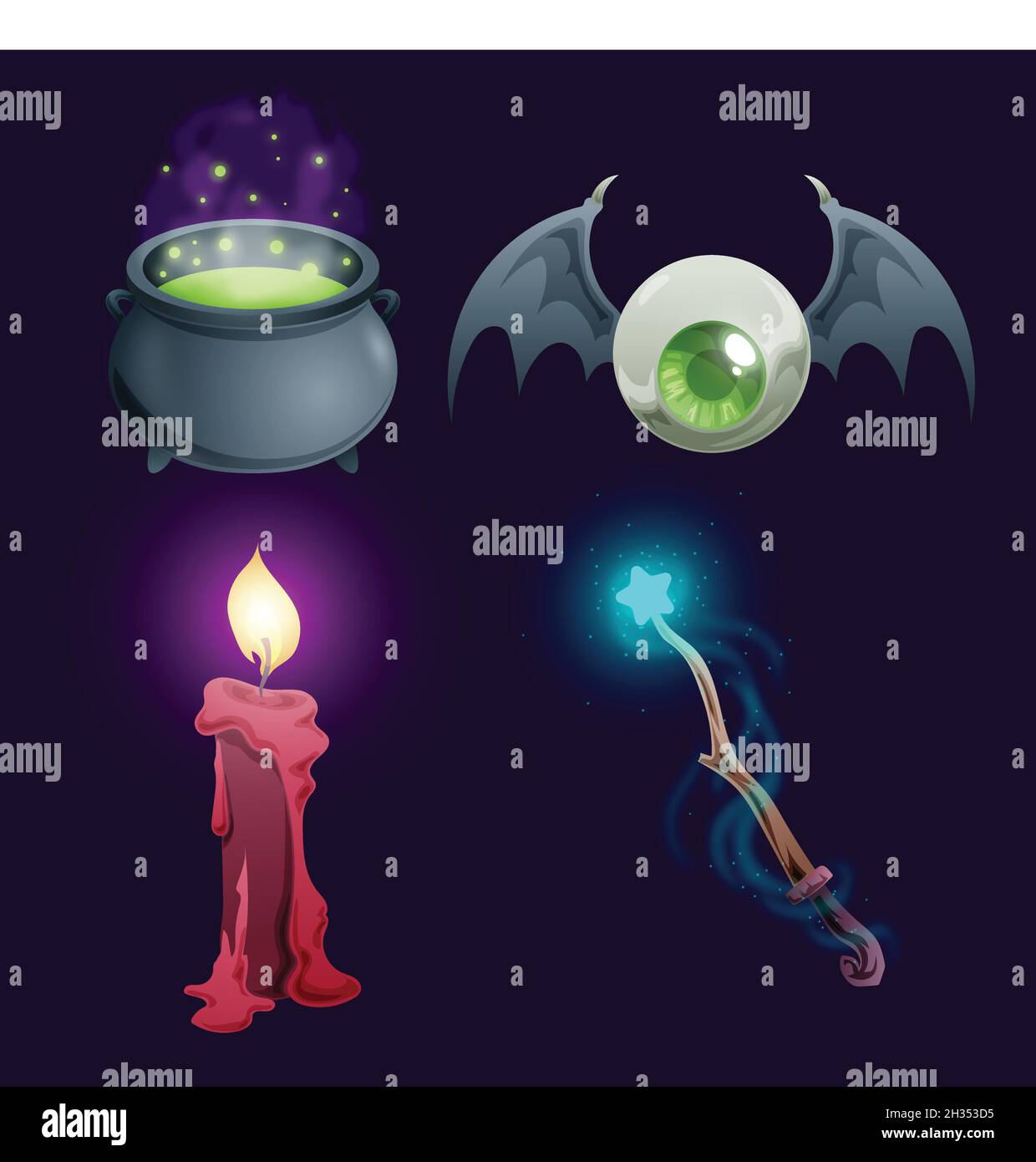 realistic halloween element collection design vector illustration Stock ...