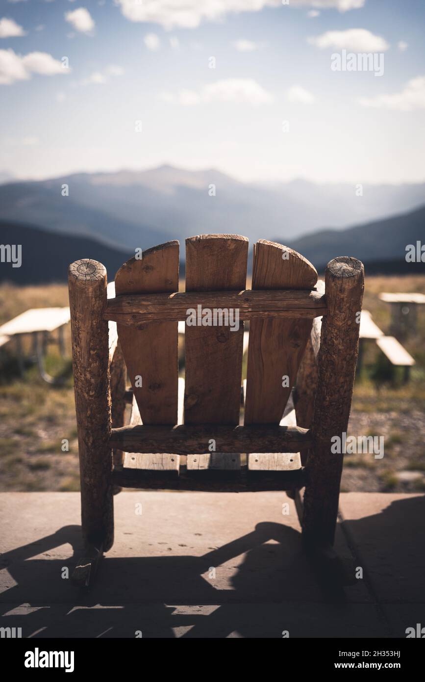 An empty rocking chair at the top of Vail Mountain in Colorado Stock ...