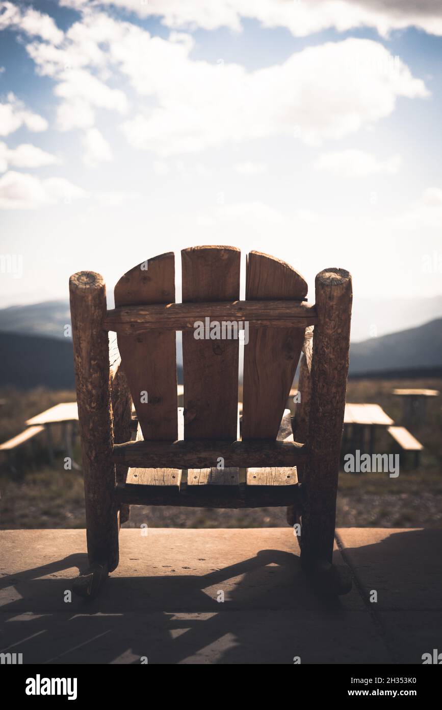 An empty rocking chair at the top of Vail Mountain in Colorado Stock ...
