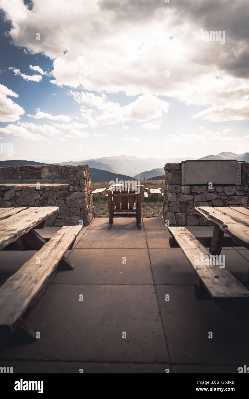 An empty rocking chair at the top of Vail Mountain in Colorado Stock ...