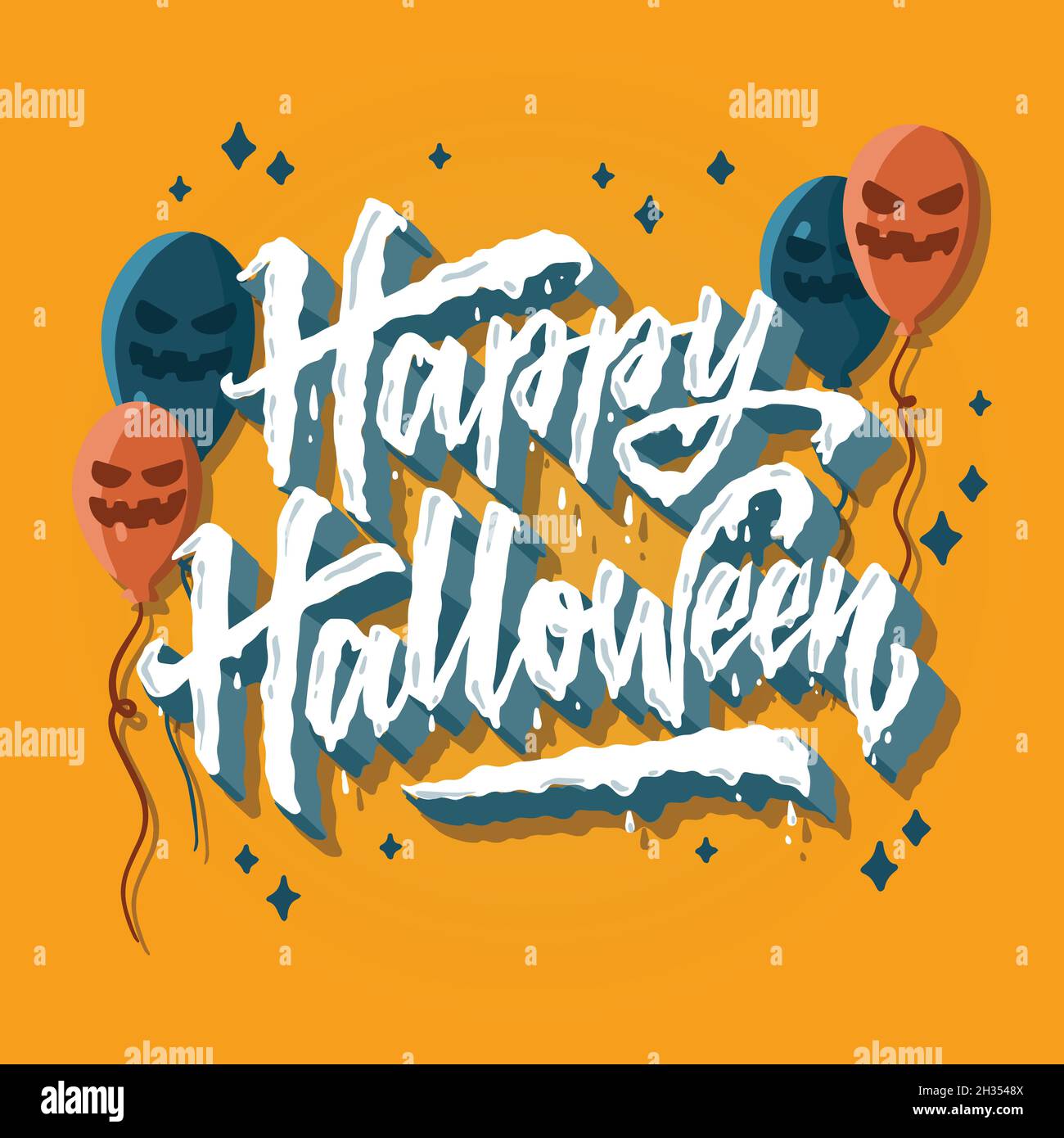 happy halloween lettering design vector illustration Stock Vector Image ...