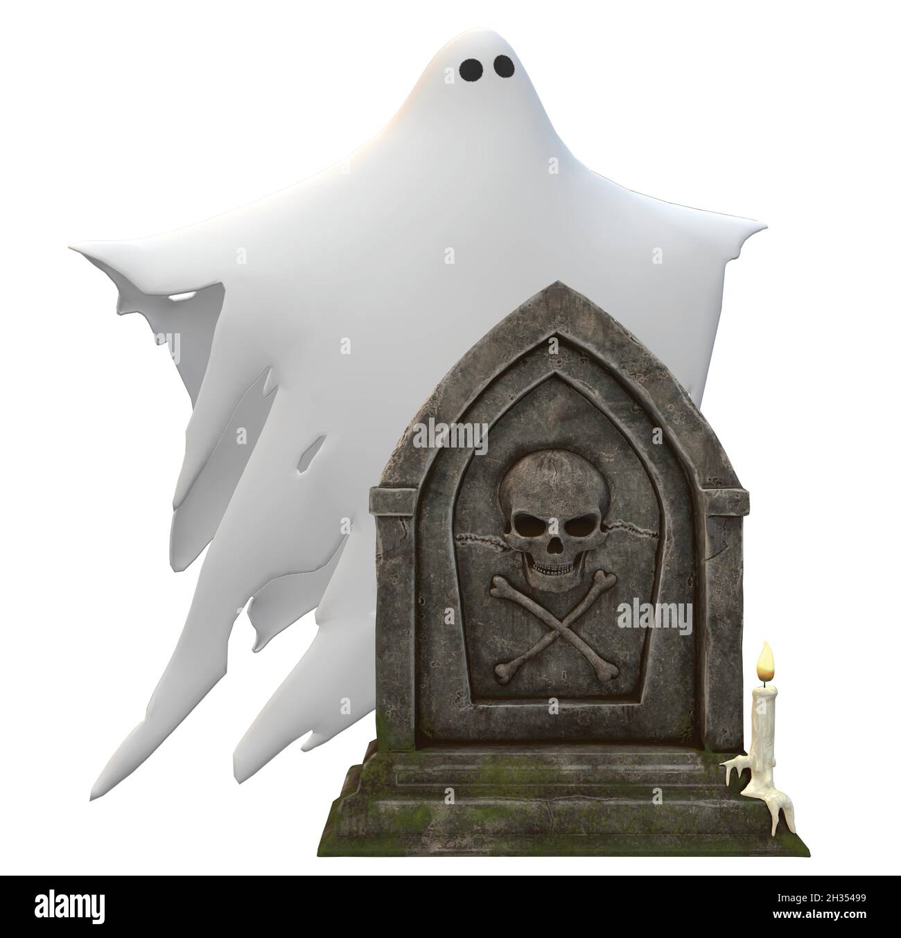 Halloween Ghost With Tombstone Stock Vector Image & Art - Alamy