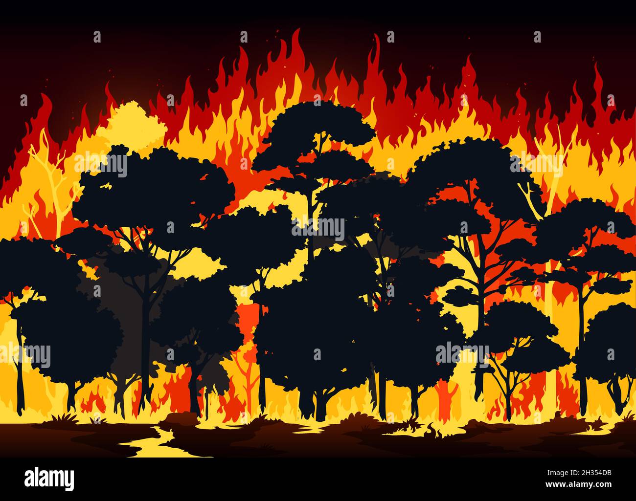 Tree On Fire Drawing