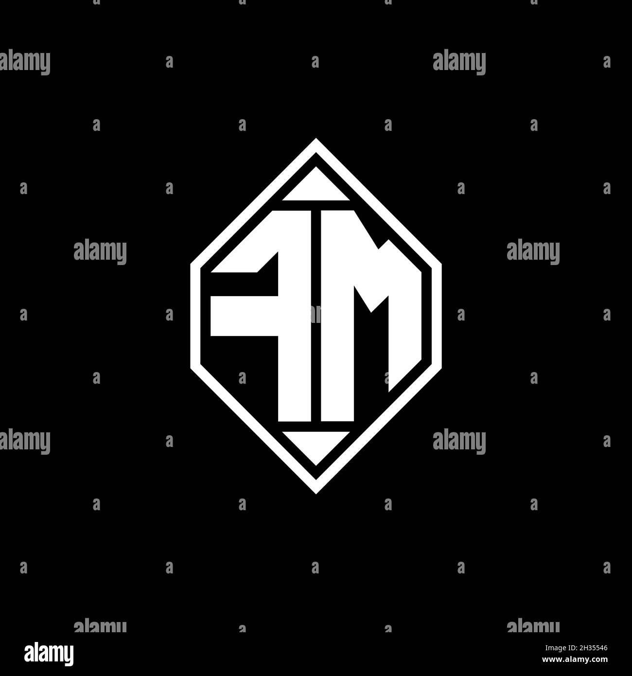 FM Monogram logo letter with Gemoteric line rounded shape style design ...