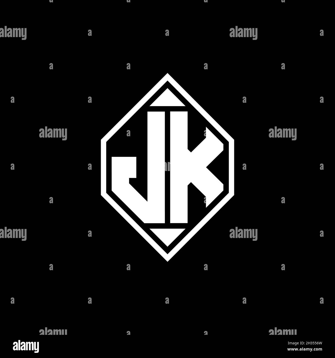 JK Monogram logo letter with Gemoteric line rounded shape style design ...