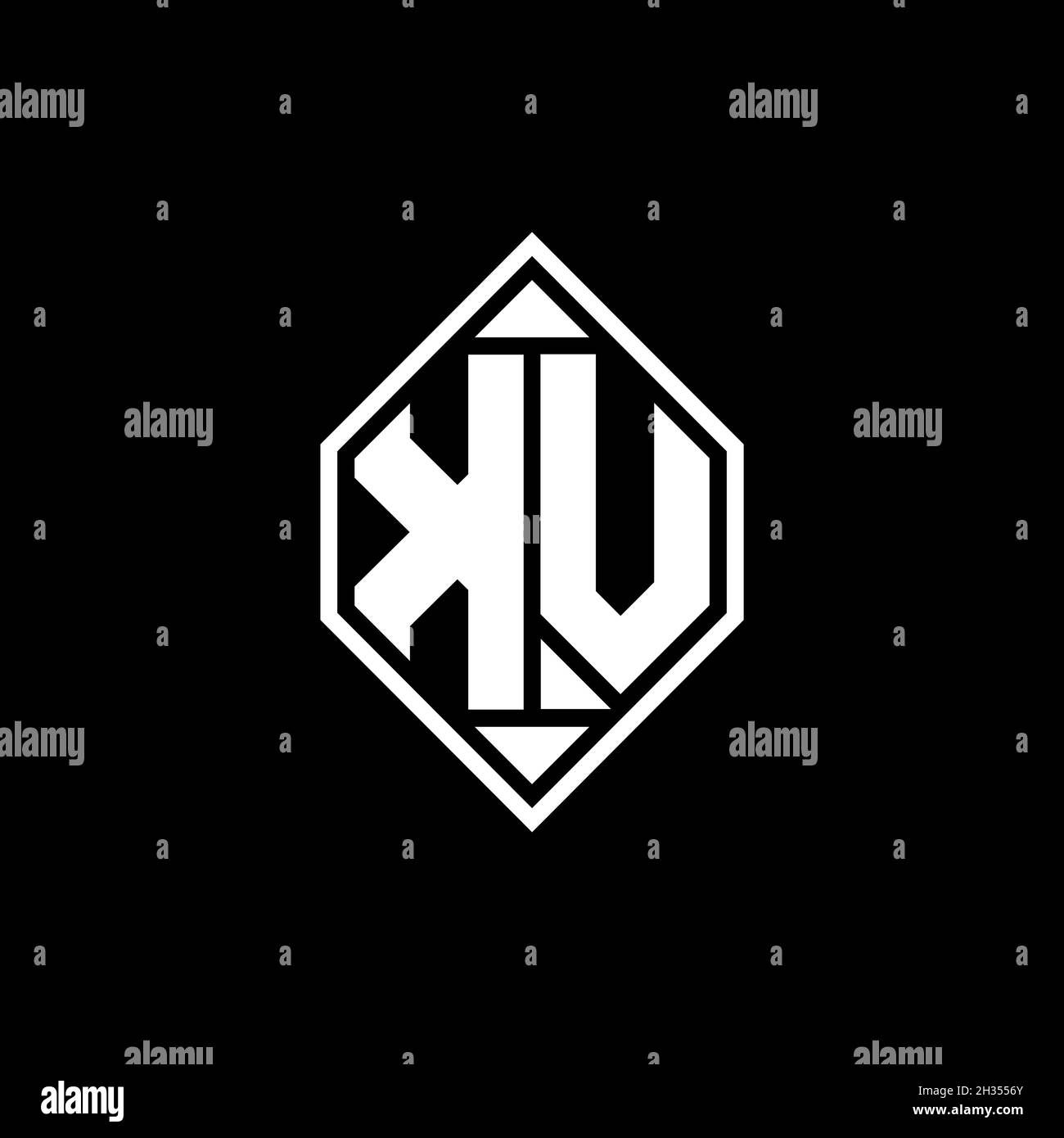 KV Monogram logo letter with Gemoteric line rounded shape style design ...