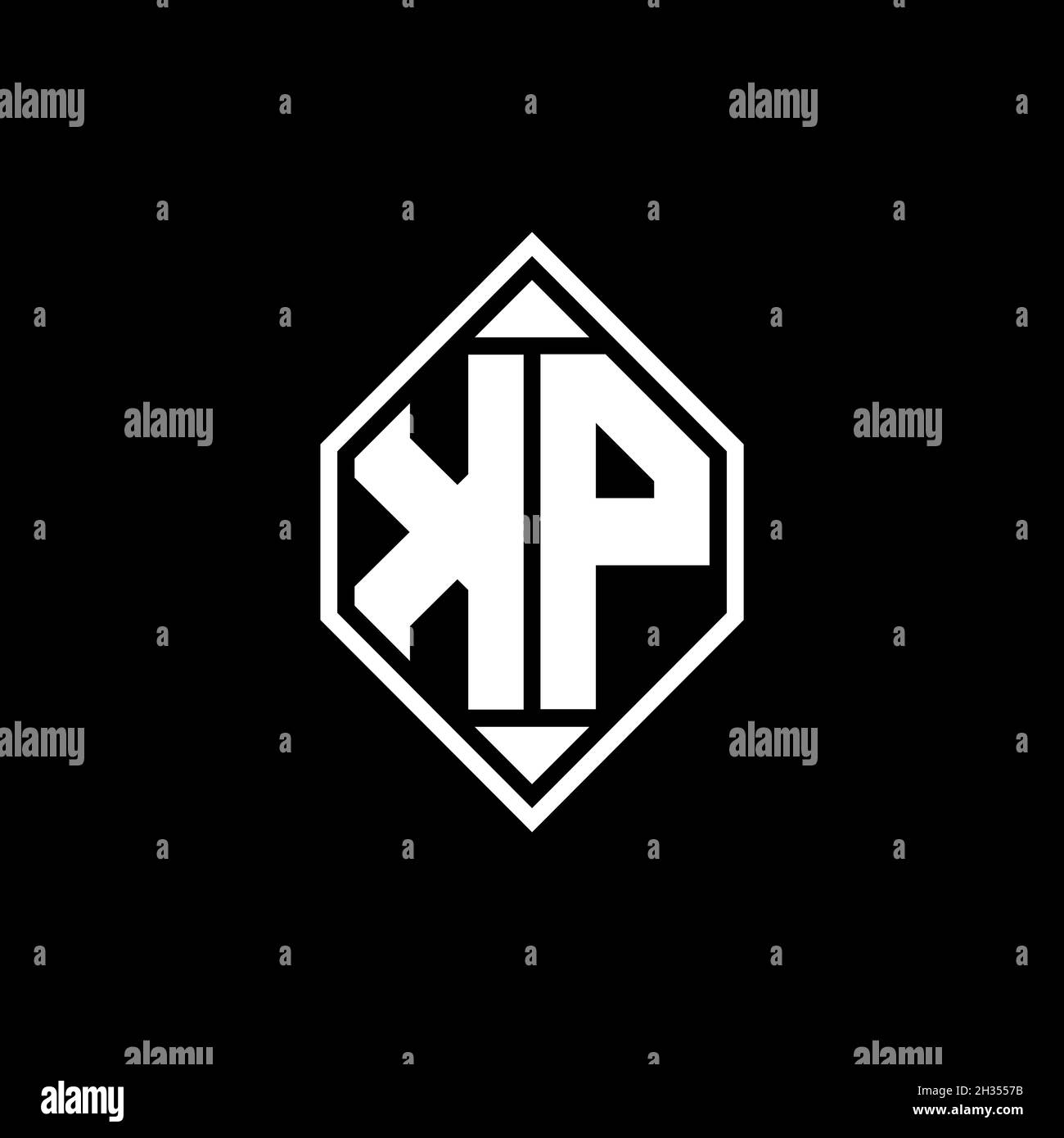 KP Monogram logo letter with Gemoteric line rounded shape style design ...