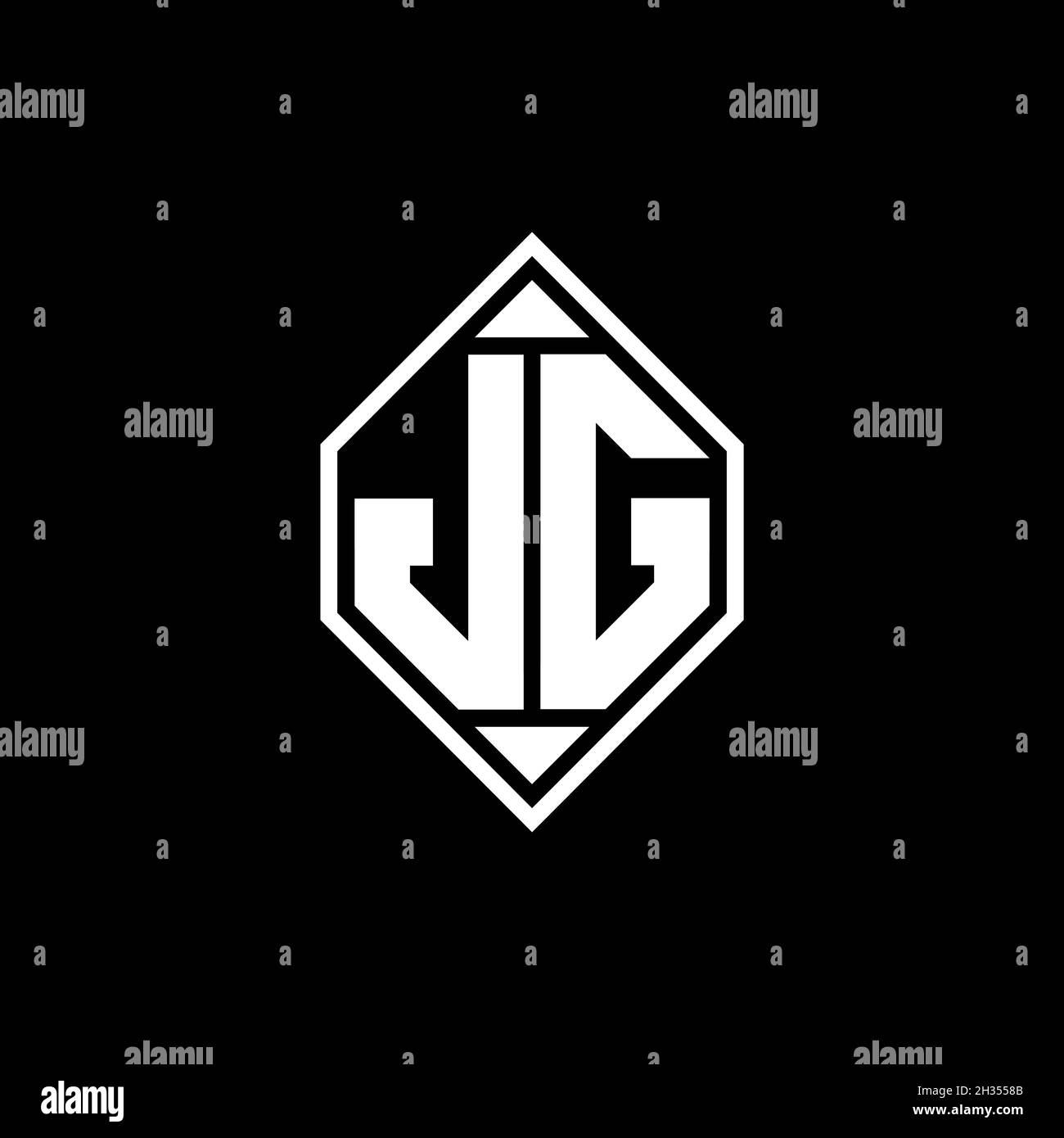 JG Monogram logo letter with Gemoteric line rounded shape style design ...