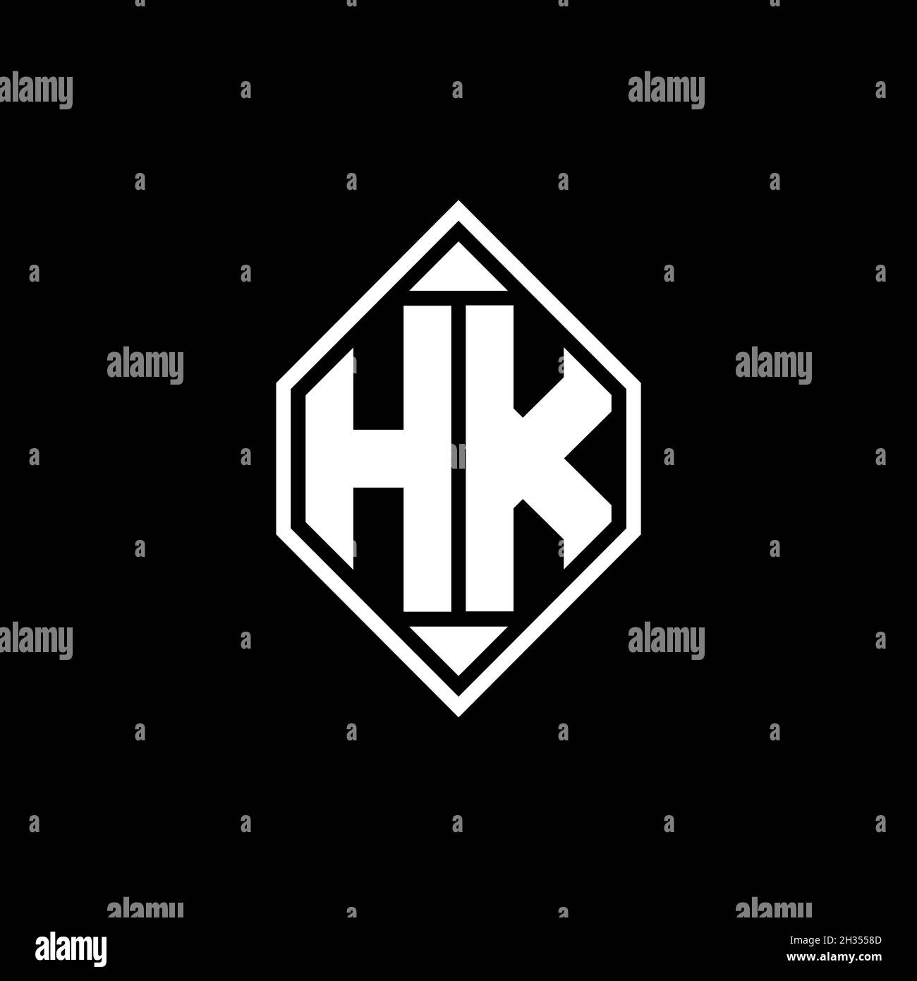 HK Monogram logo letter with Gemoteric line rounded shape style design ...