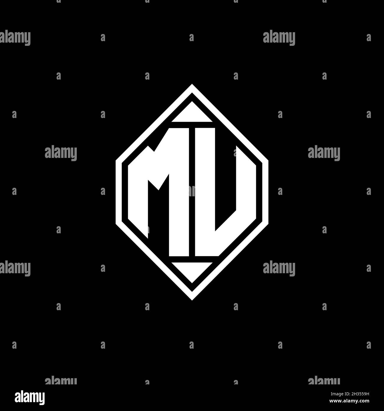 MU Monogram logo letter with Gemoteric line rounded shape style design ...