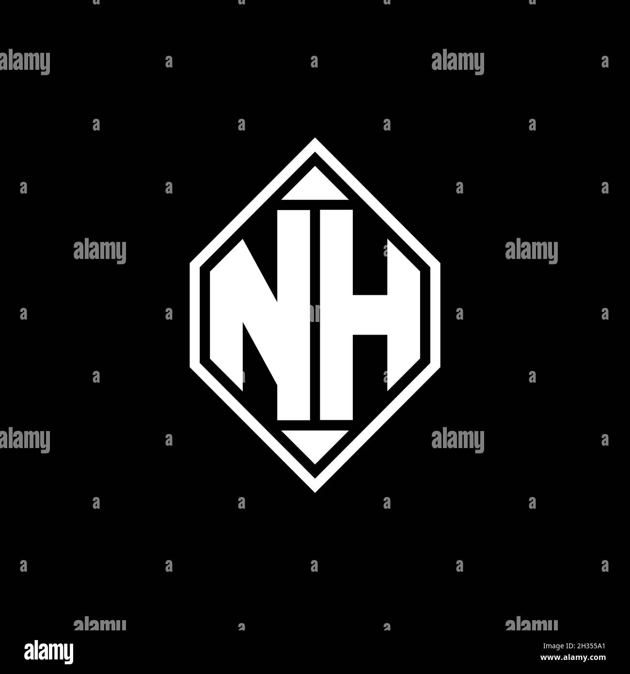 NH Monogram logo letter with Gemoteric line rounded shape style design ...