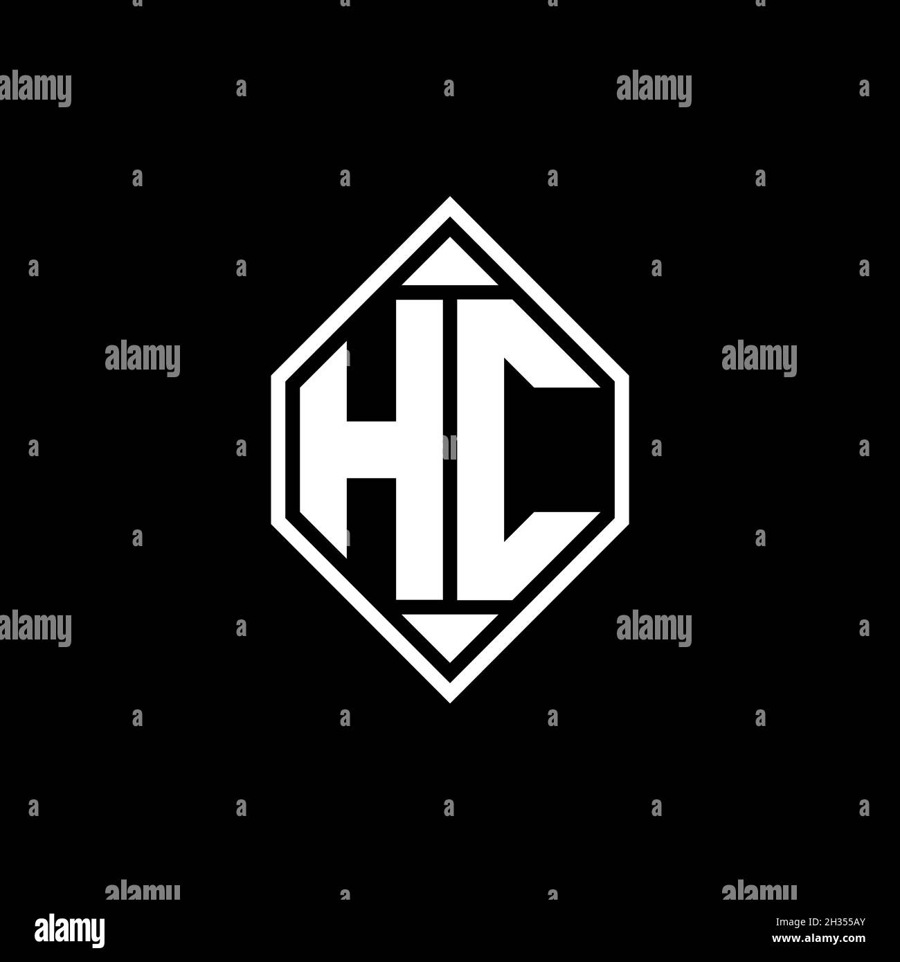 HC Monogram logo letter with Gemoteric line rounded shape style design ...