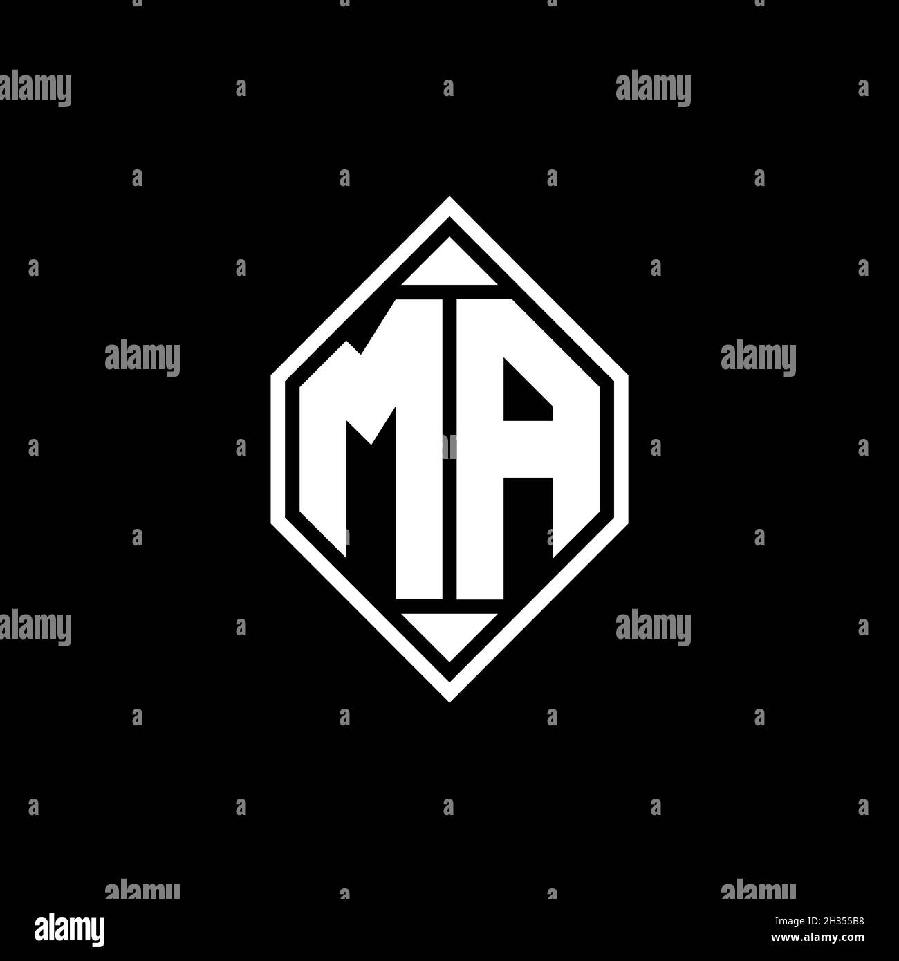 MA Monogram logo letter with Gemoteric line rounded shape style design ...