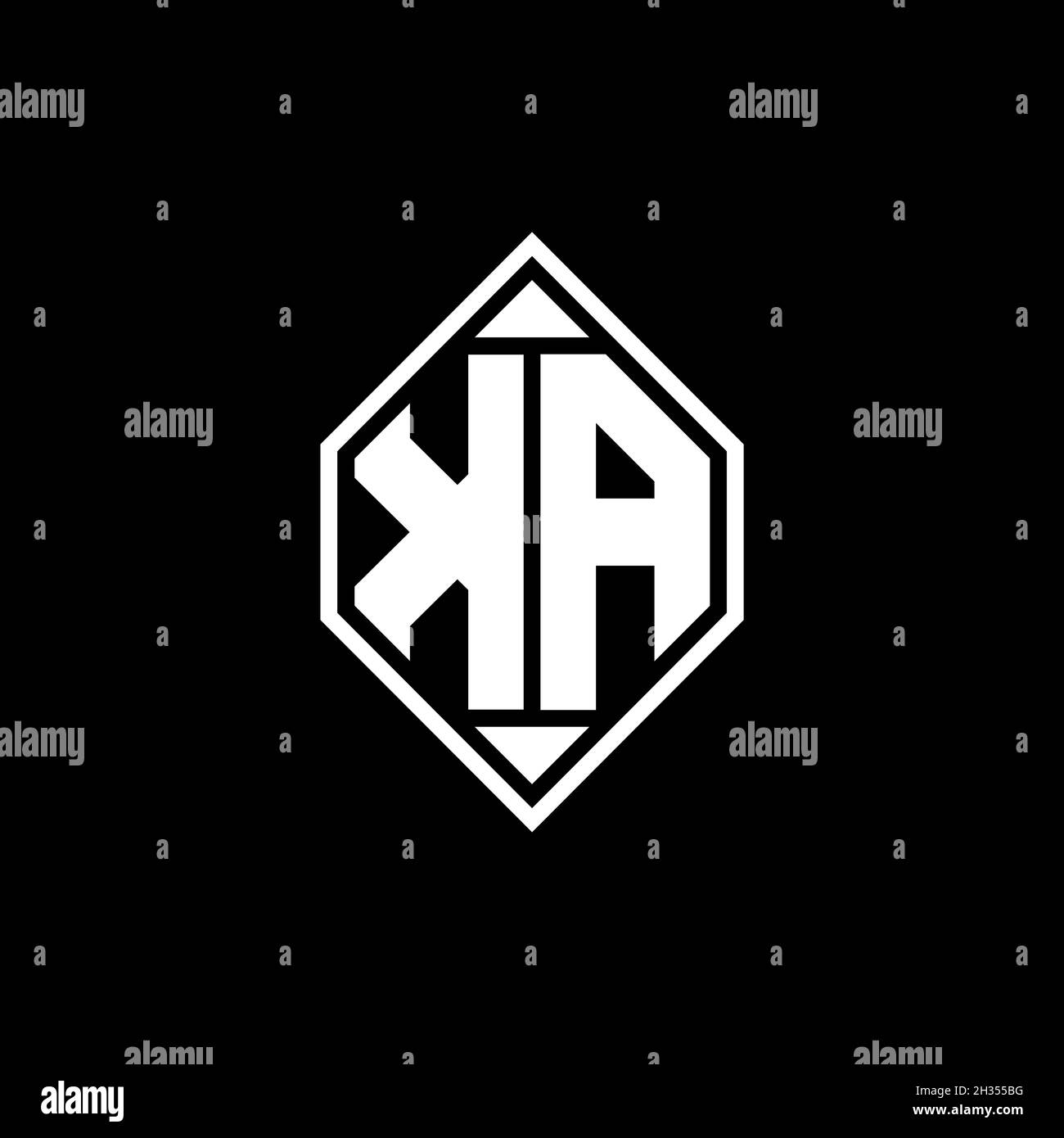 KA Monogram logo letter with Gemoteric line rounded shape style design ...