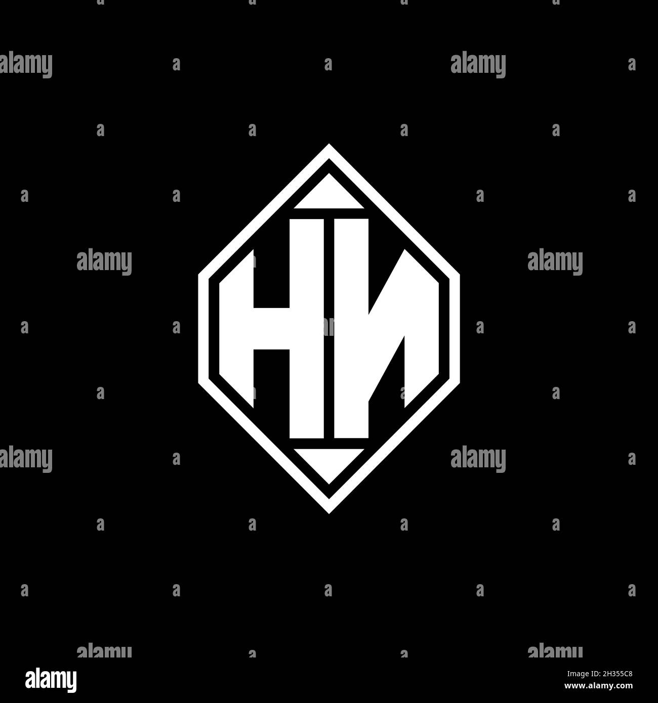 HN Monogram logo letter with Gemoteric line rounded shape style design ...