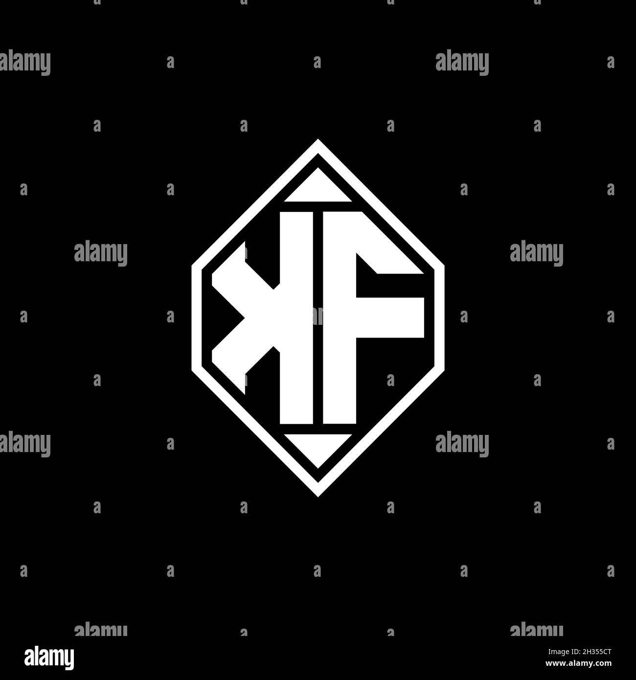 KF Monogram logo letter with Gemoteric line rounded shape style design on isolated background ...