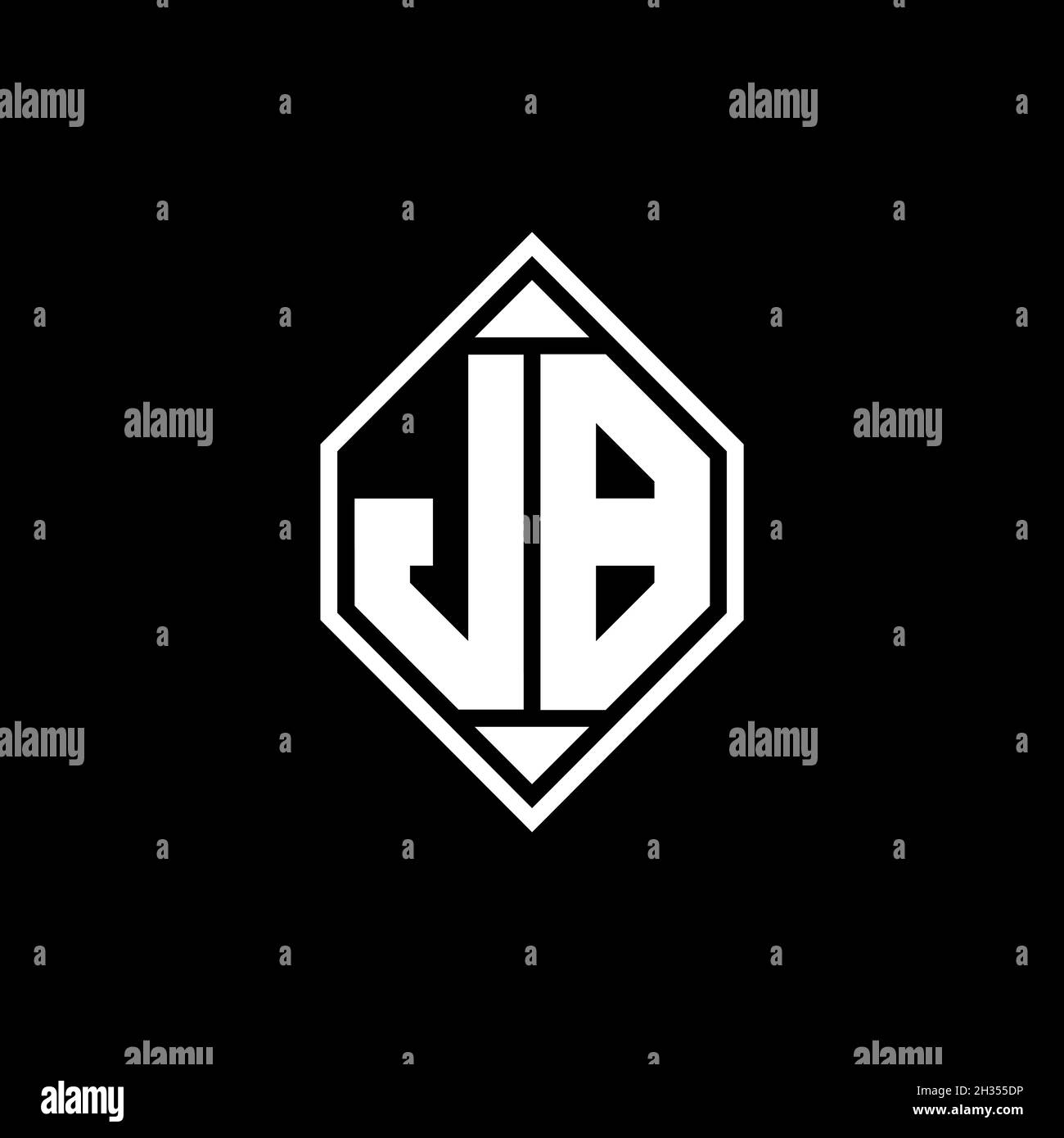 JB Monogram logo letter with Gemoteric line rounded shape style design ...