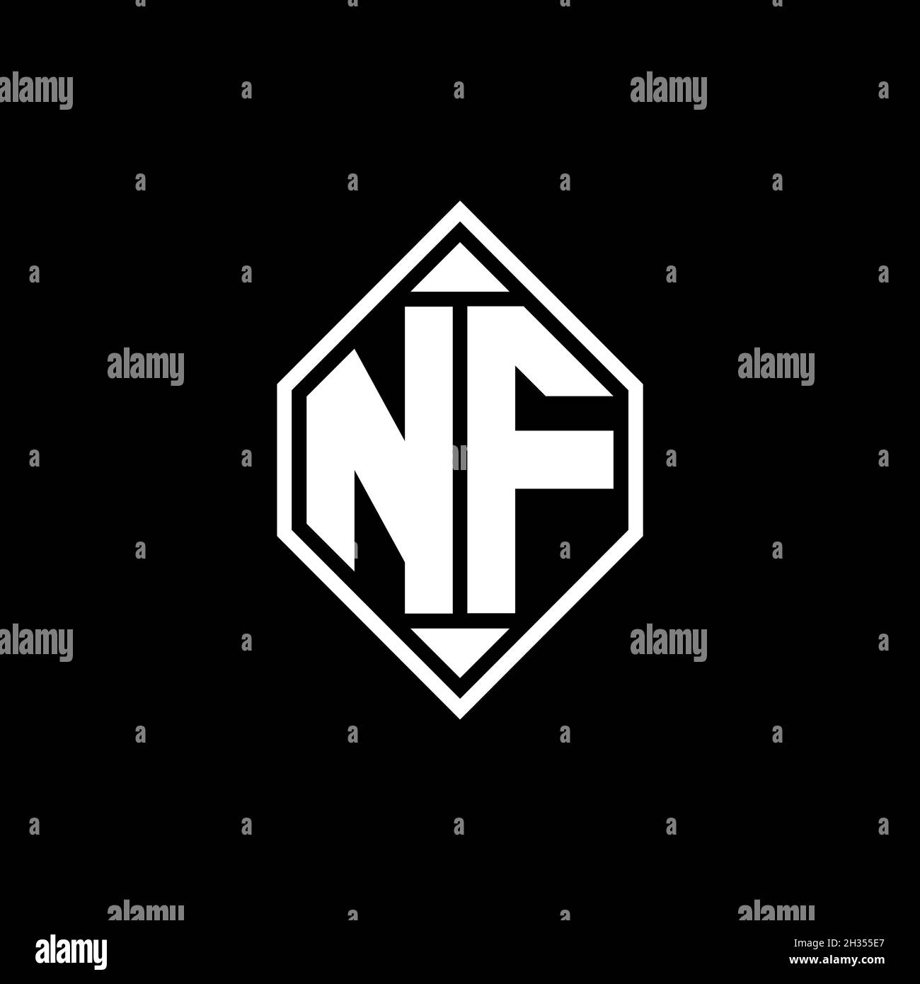 NF Monogram logo letter with Gemoteric line rounded shape style design ...
