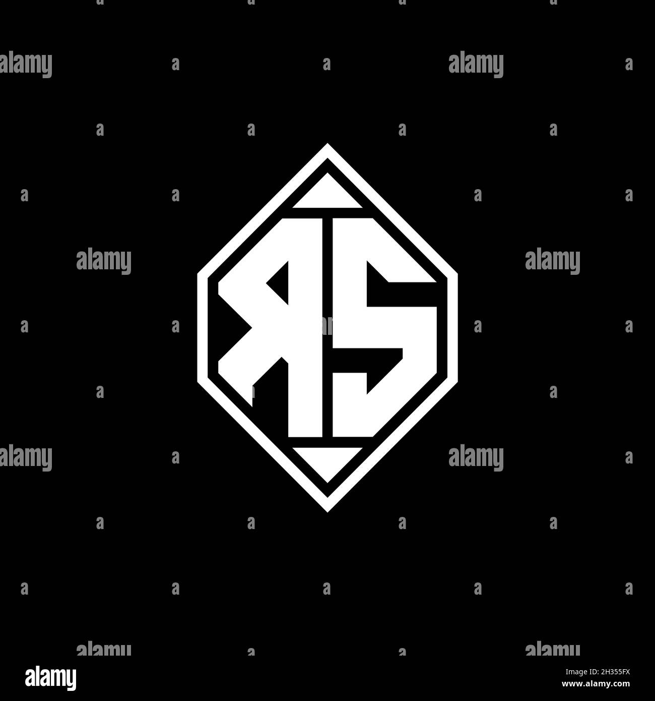 RS Monogram logo letter with Gemoteric line rounded shape style design ...
