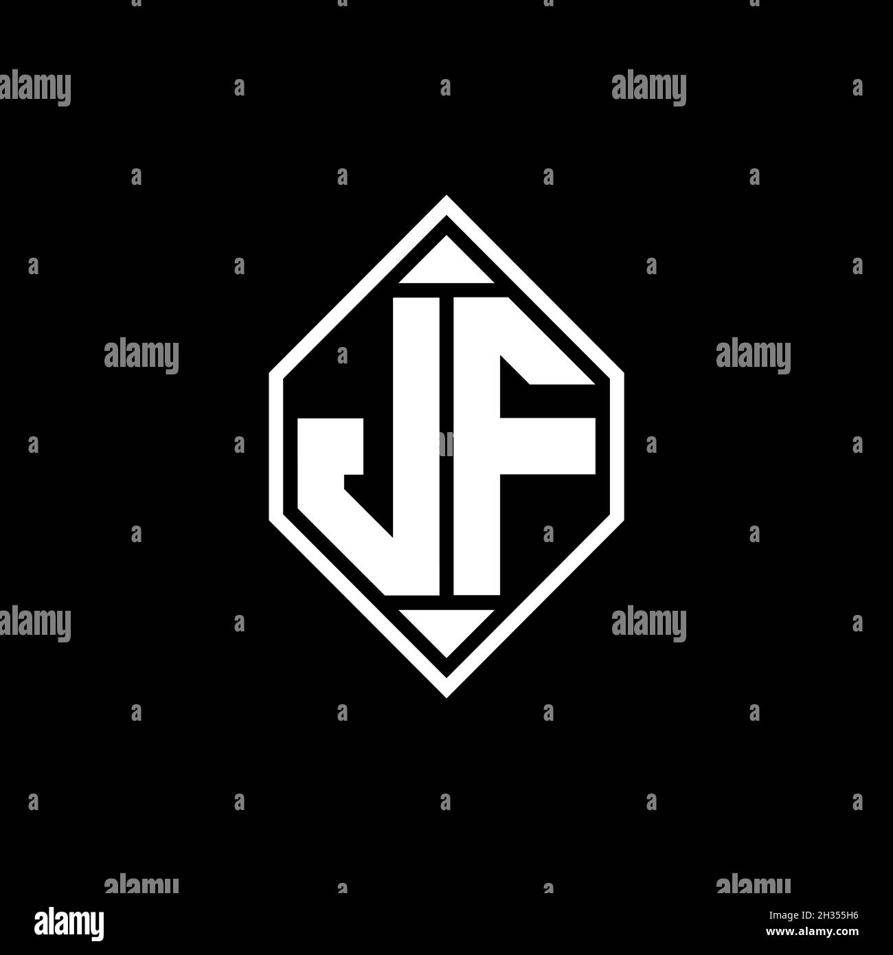 JF Monogram logo letter with Gemoteric line rounded shape style design ...