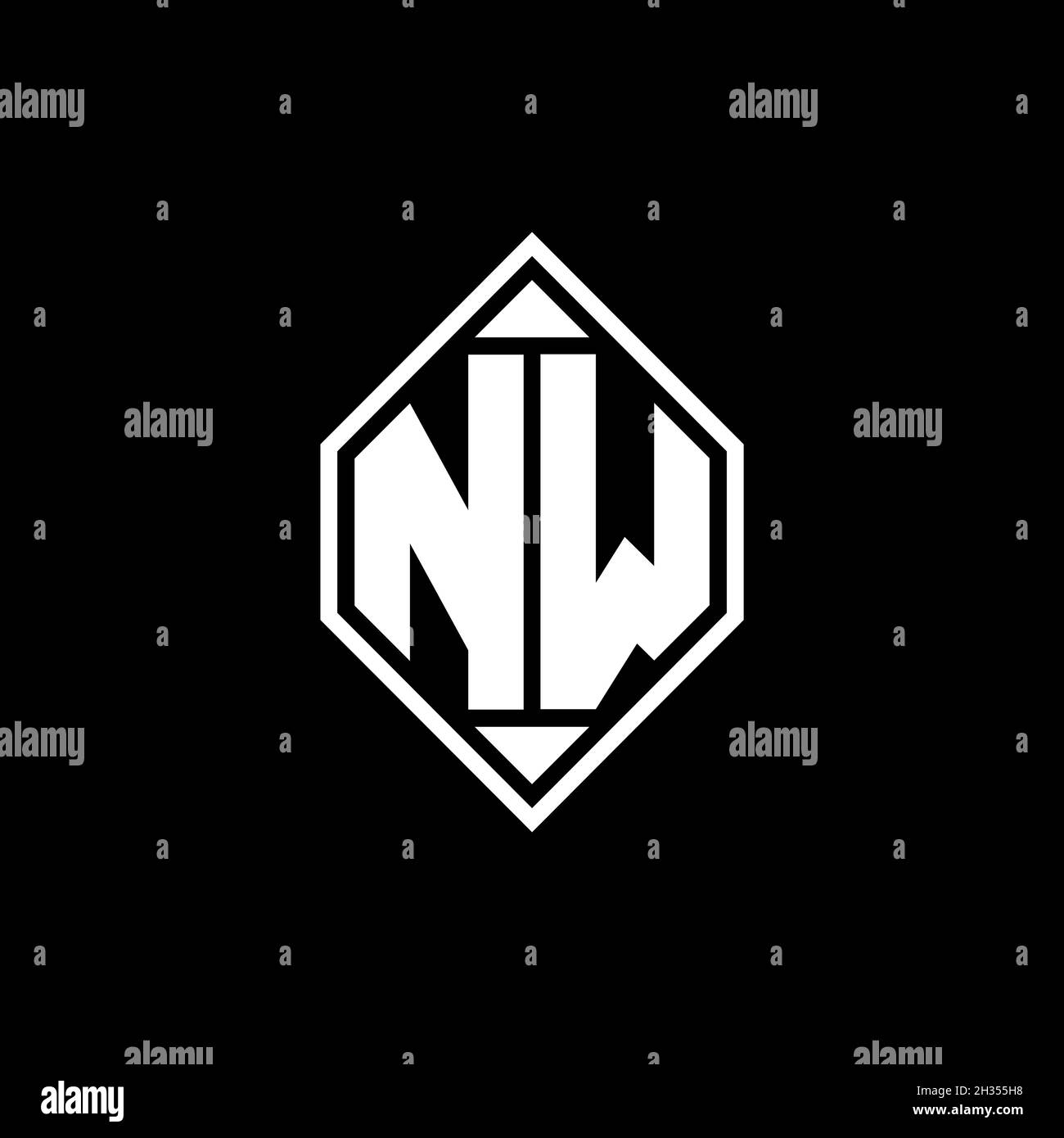 NW Monogram logo letter with Gemoteric line rounded shape style design ...