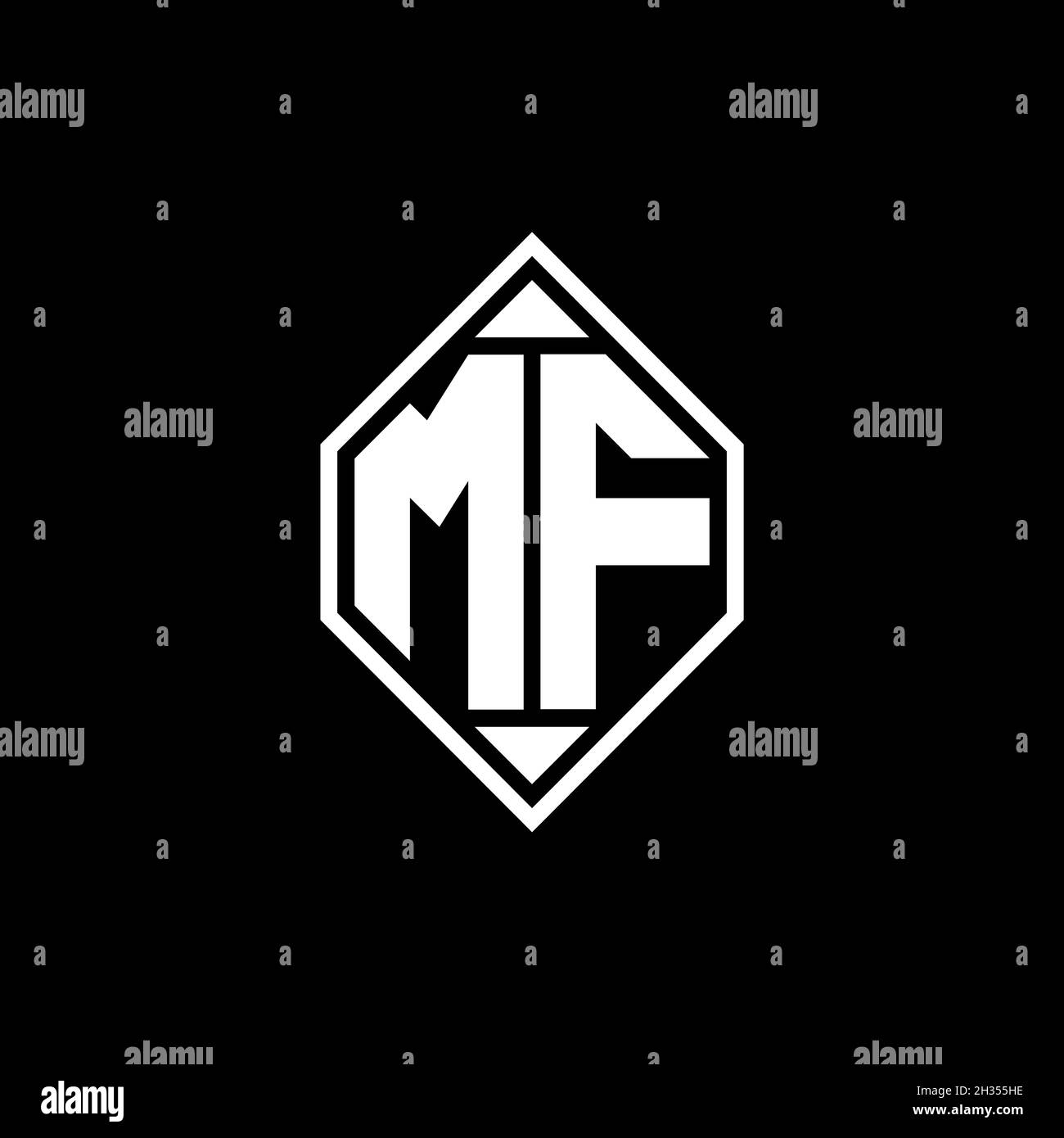 MF Monogram logo letter with Gemoteric line rounded shape style design ...
