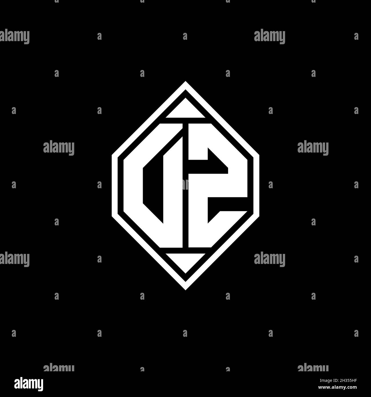 DZ Monogram logo letter with Gemoteric line rounded shape style design ...