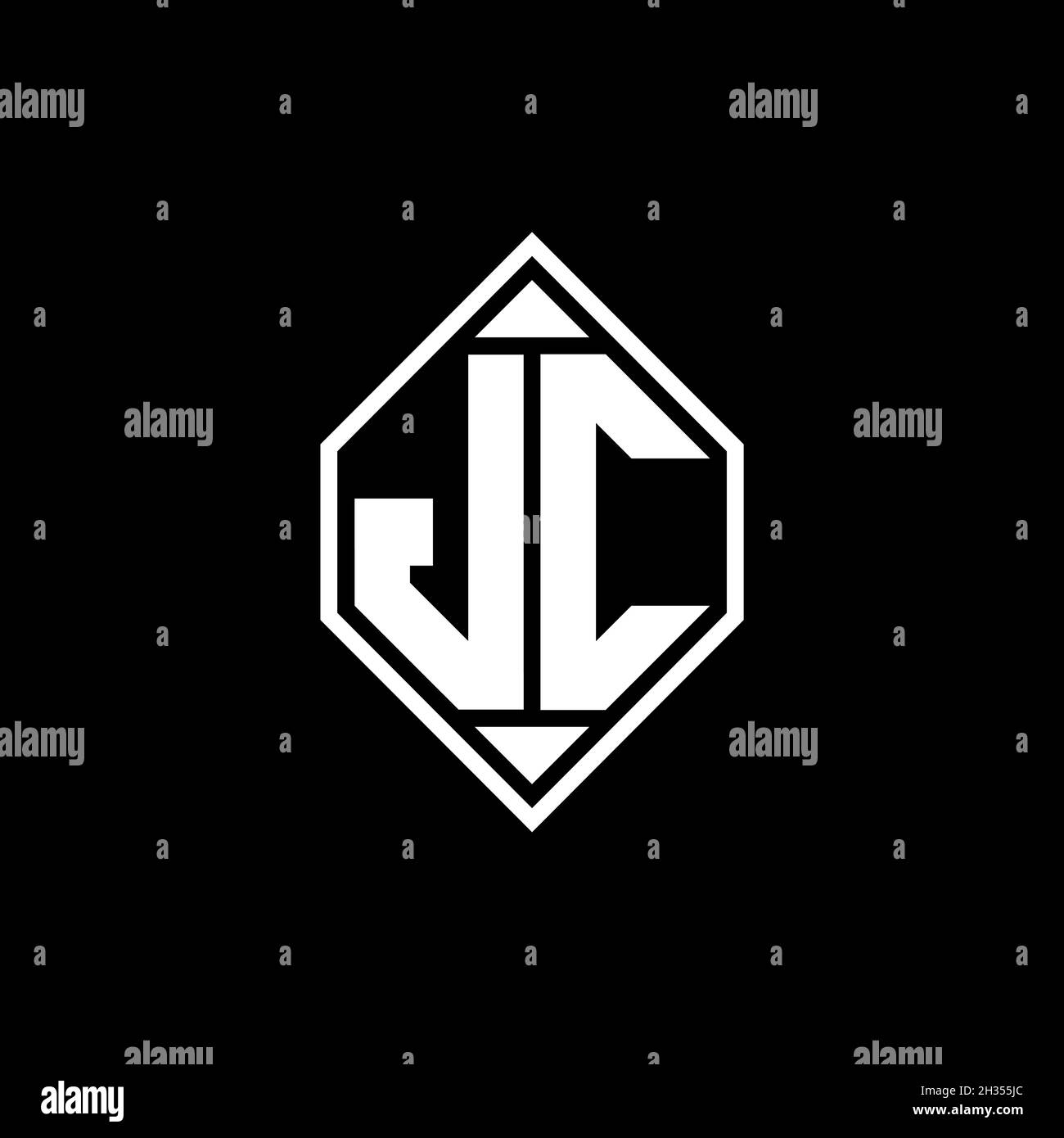 JC Monogram logo letter with Gemoteric line rounded shape style design ...