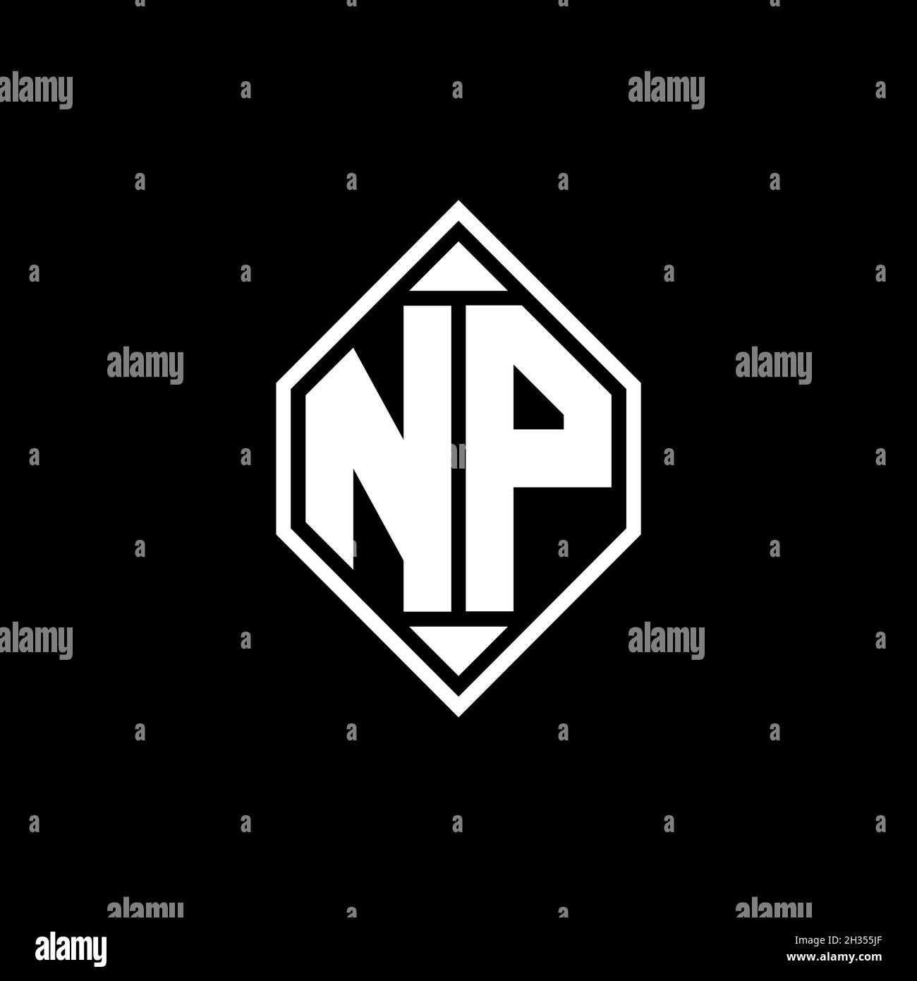 NP Monogram logo letter with Gemoteric line rounded shape style design ...