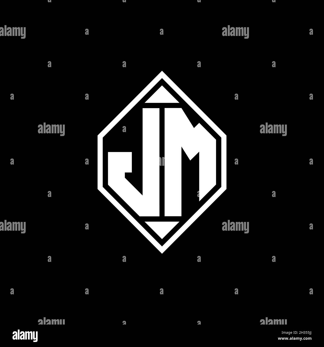 JM Monogram logo letter with Gemoteric line rounded shape style design ...