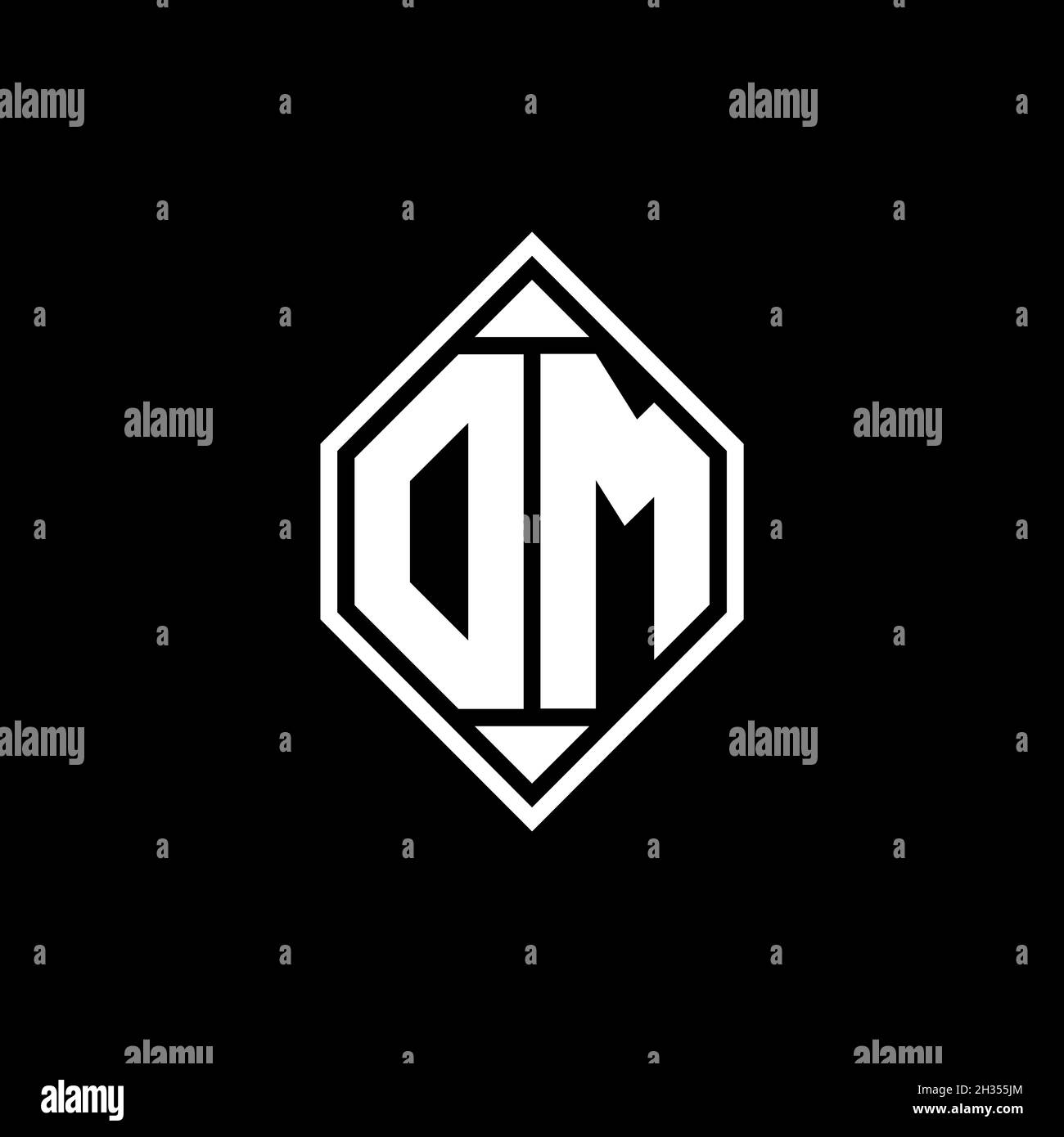 OM Monogram logo letter with Gemoteric line rounded shape style design ...