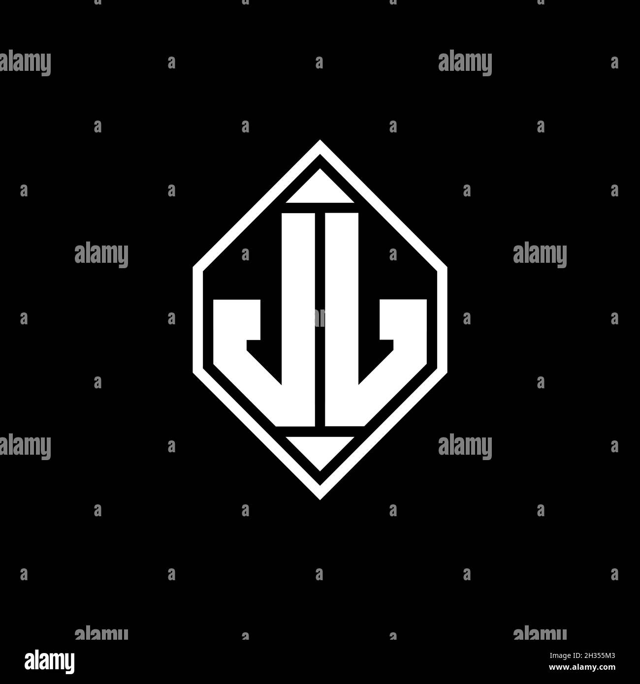 JJ Monogram logo letter with Gemoteric line rounded shape style design ...