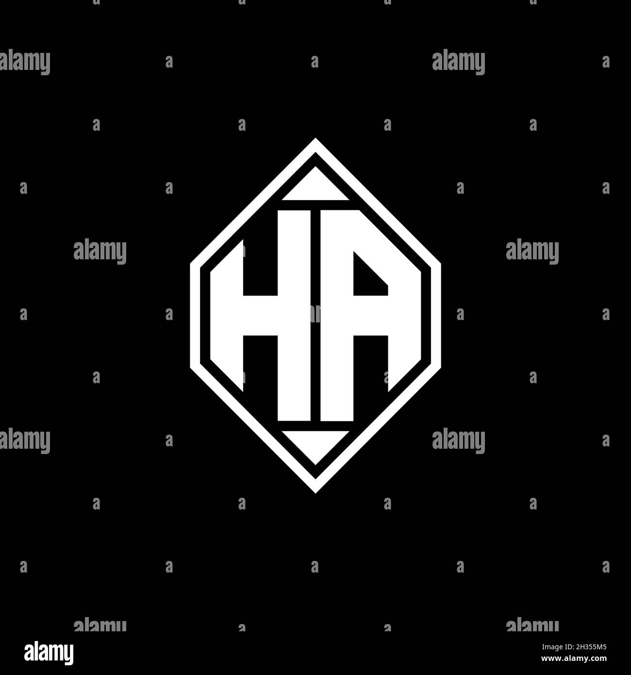 HA Monogram logo letter with Gemoteric line rounded shape style design ...