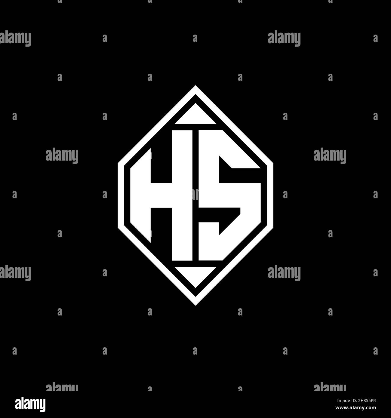 HS Monogram logo letter with Gemoteric line rounded shape style design ...