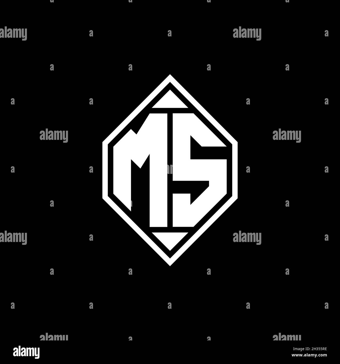 MS Monogram logo letter with Gemoteric line rounded shape style design ...