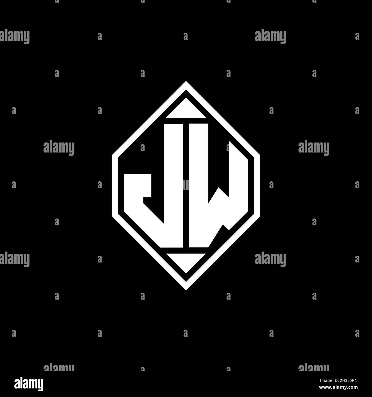 JW Monogram logo letter with Gemoteric line rounded shape style design ...