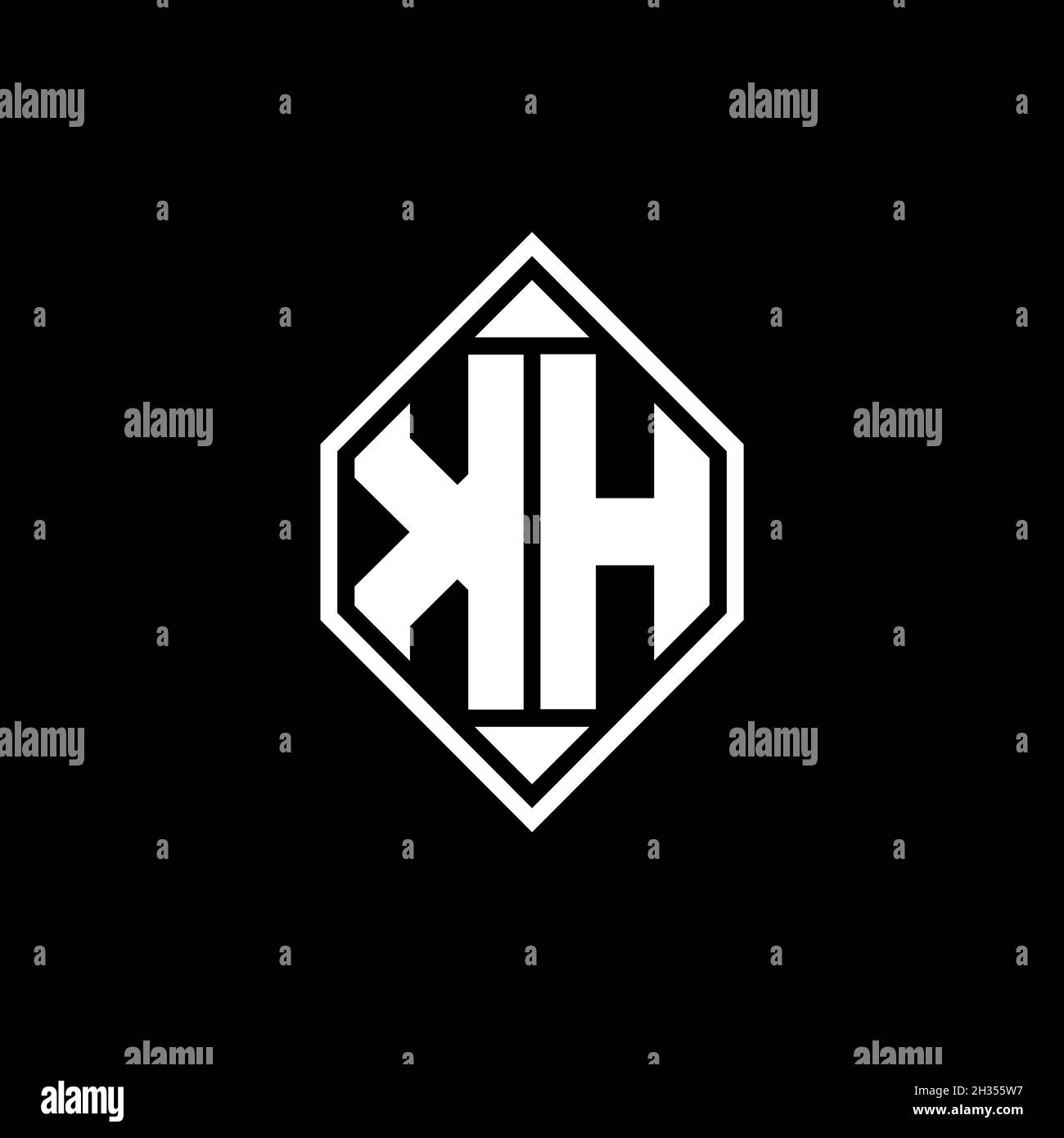 KH Monogram logo letter with Gemoteric line rounded shape style design ...