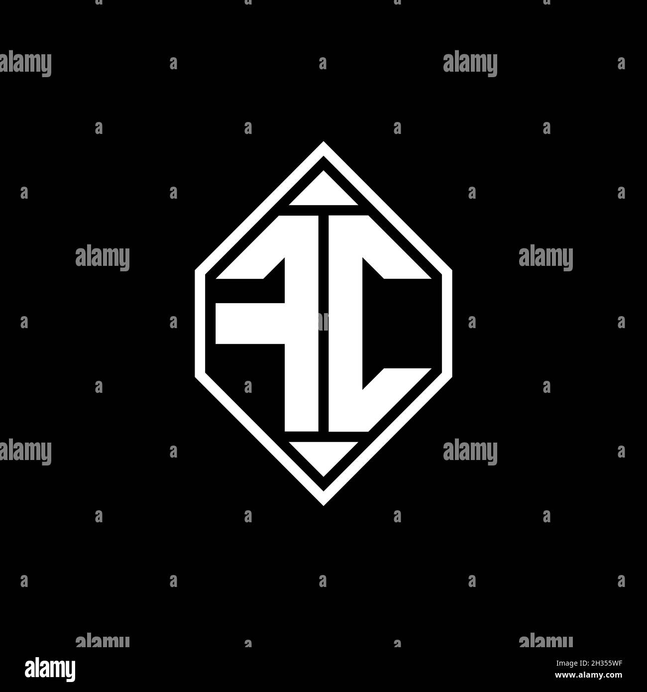 FC Monogram logo letter with Gemoteric line rounded shape style design ...