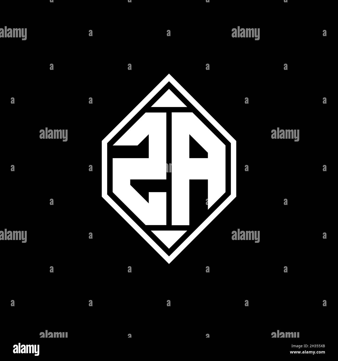 ZA Monogram logo letter with Gemoteric line rounded shape style design ...