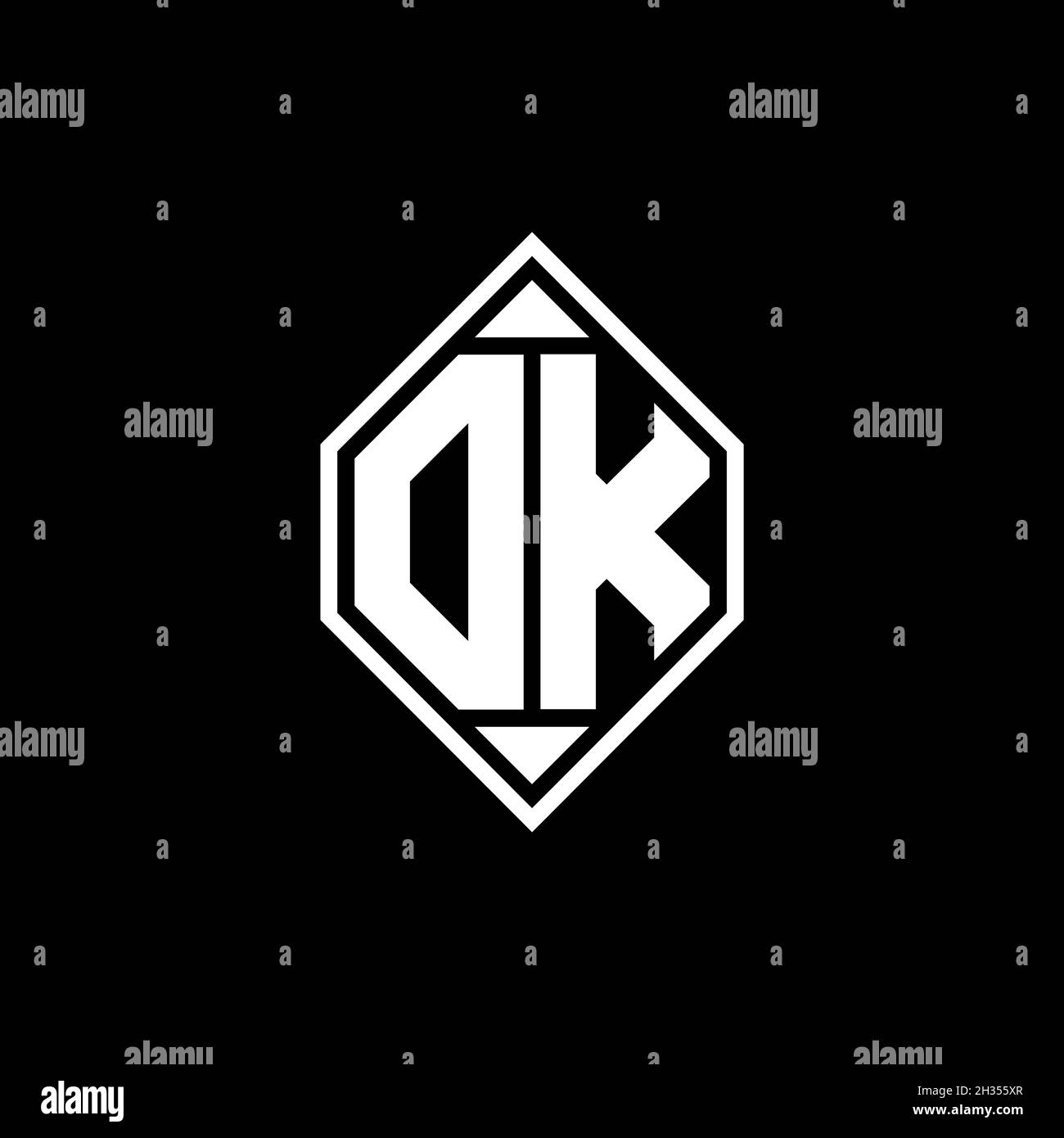 OK Monogram logo letter with Gemoteric line rounded shape style design ...